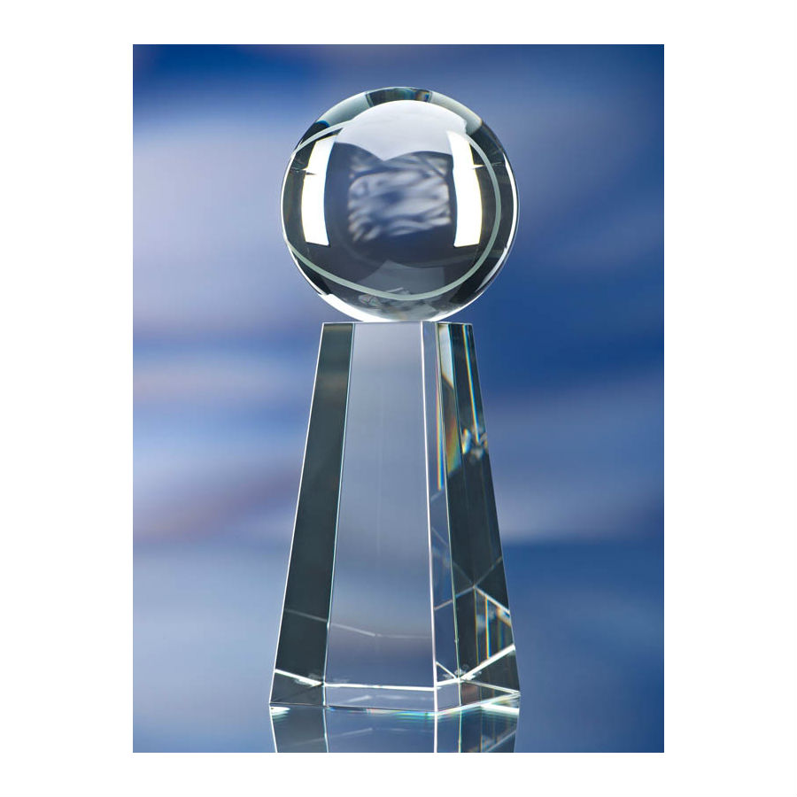 3D crystal sphere on tall base - 3D Crystal Art