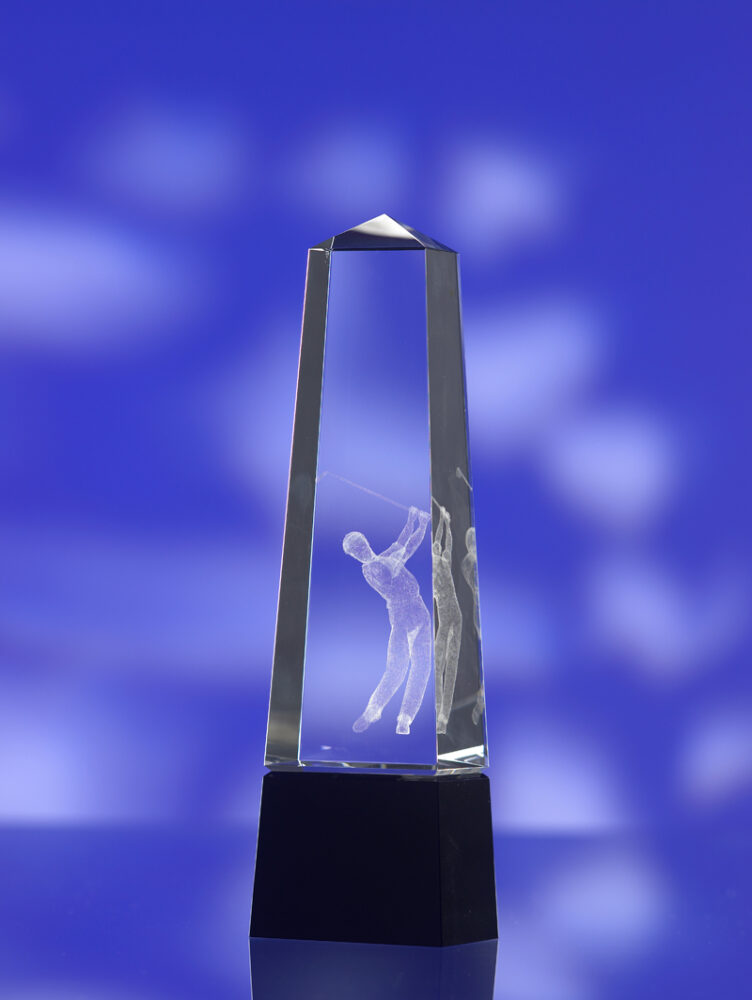TALL TOWER GLASS AWARD TROPHY - 3D Crystal Art